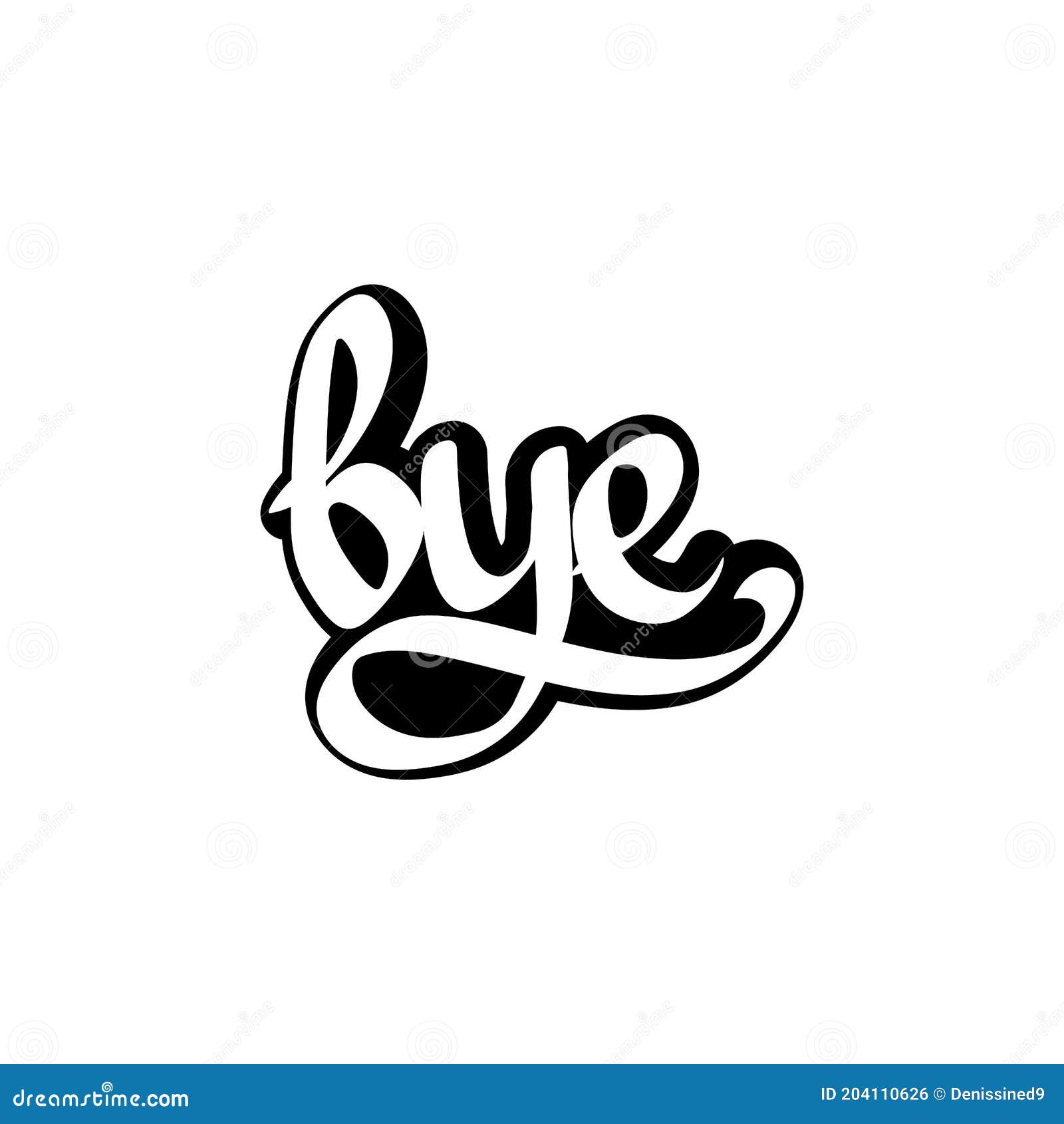Bye, Isolated Calligraphy Lettering, Word Design Template, Vector ...