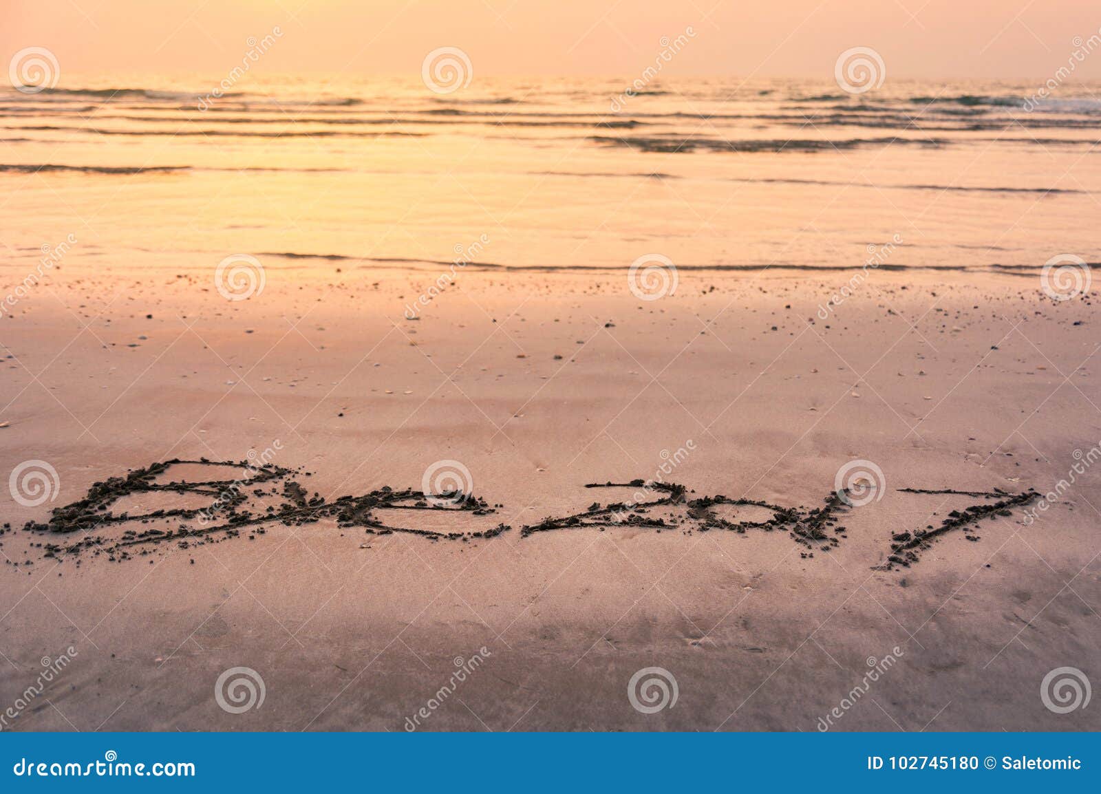 Bye 2017 Note Written in the Sand Stock Photo - Image of season, note ...