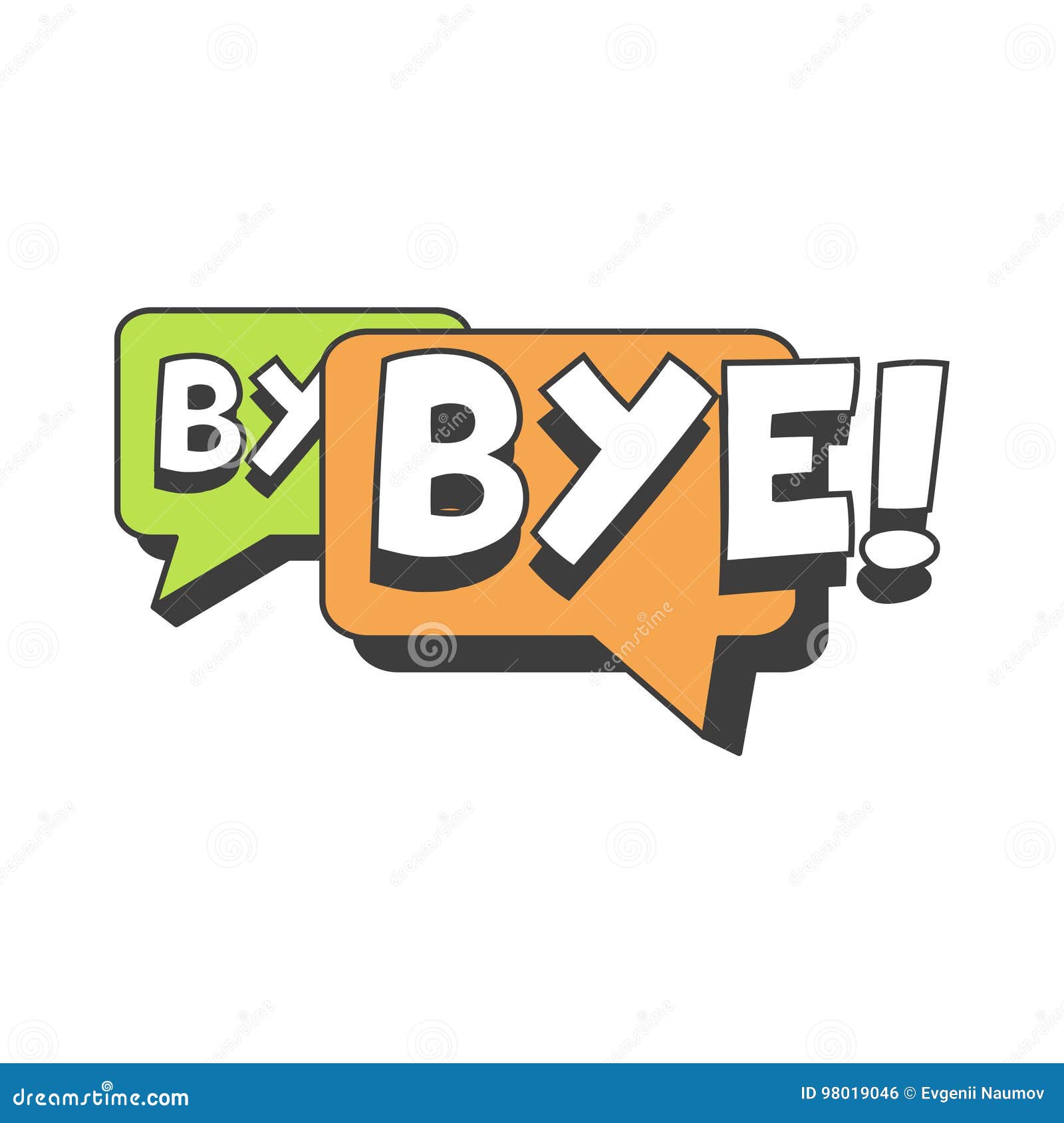 Bye Short Message, Speech Bubble in Retro Style Vector Illustration ...