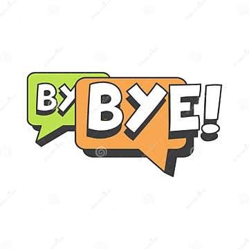 Bye Short Message, Speech Bubble in Retro Style Vector Illustration ...