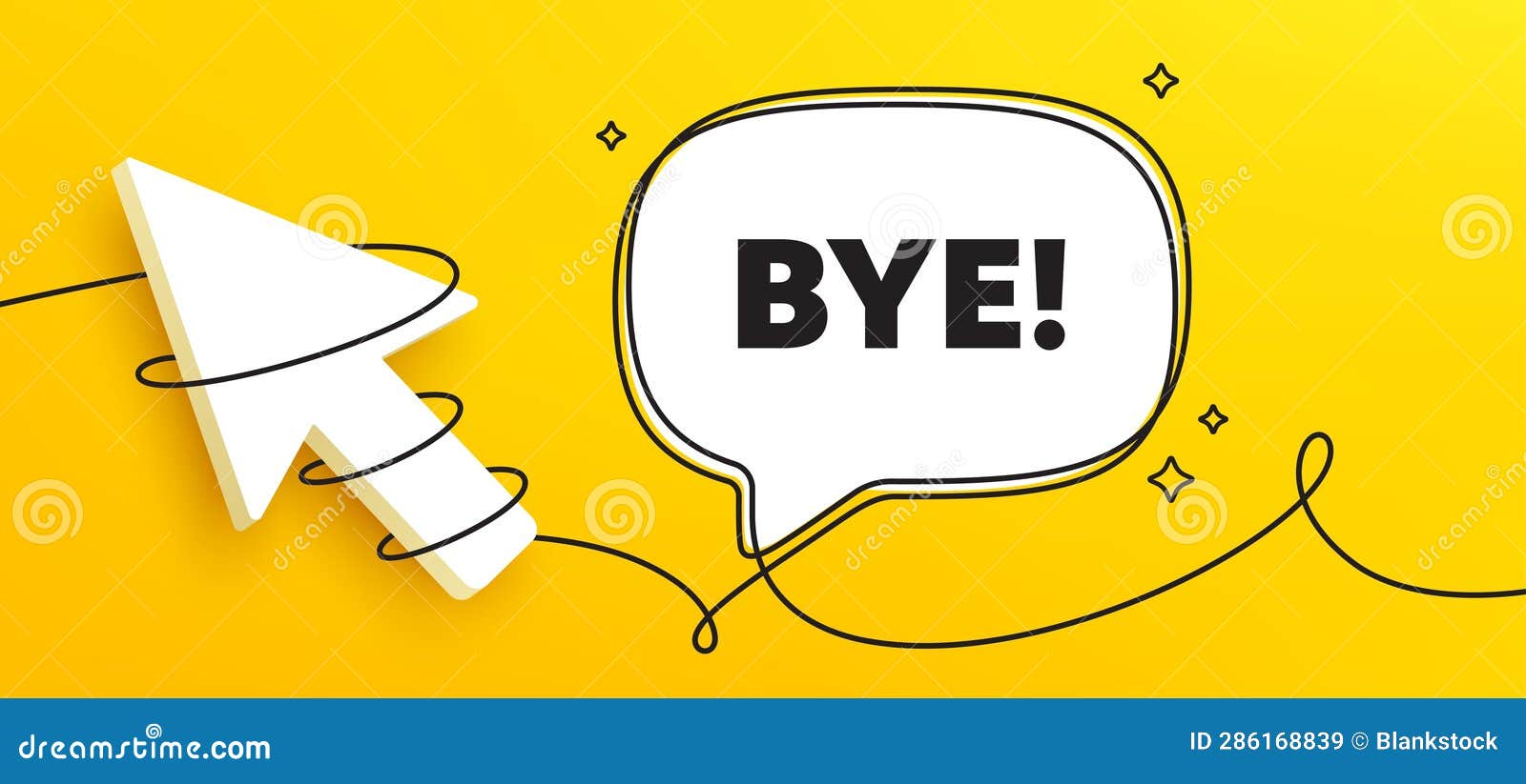 Bye Tag. Leaving or Farewell Message. Continuous Line Chat Banner ...