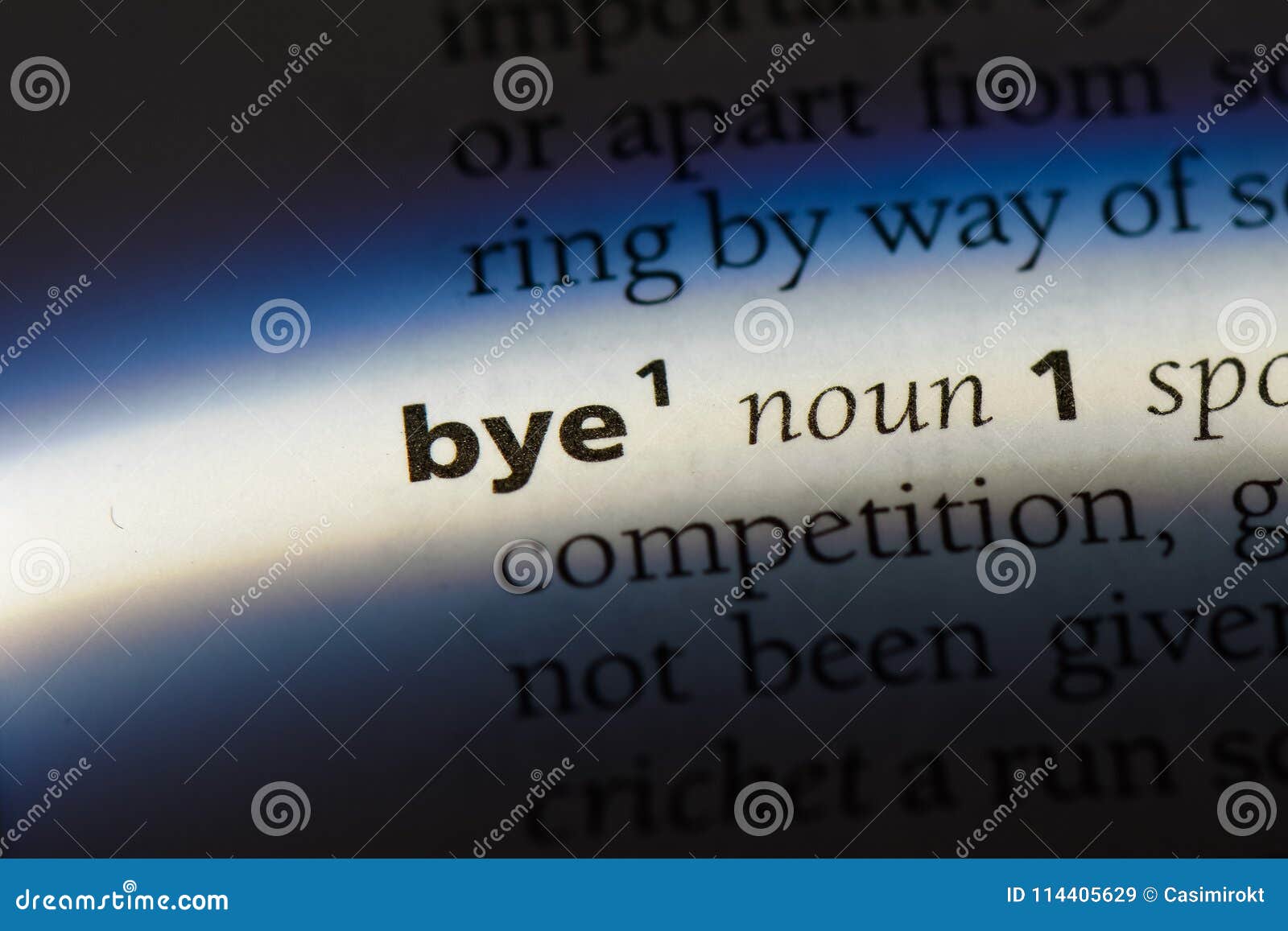 Bye stock image. Image of definition, page, english - 114405629
