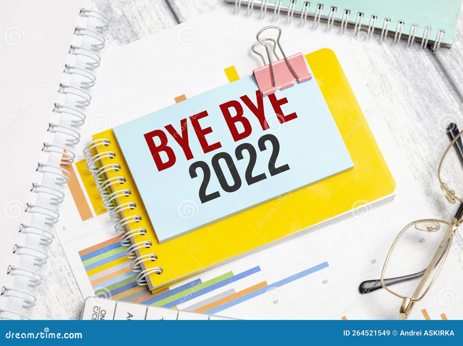 BYE BYE 2022 Words on Blue Sticker with Glasses Stock Image - Image of ...