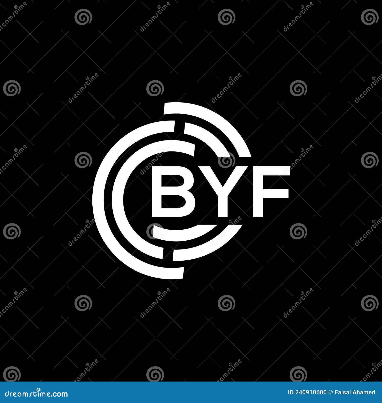 BYF Letter Logo Design on Black Background. BYF Creative Initials ...