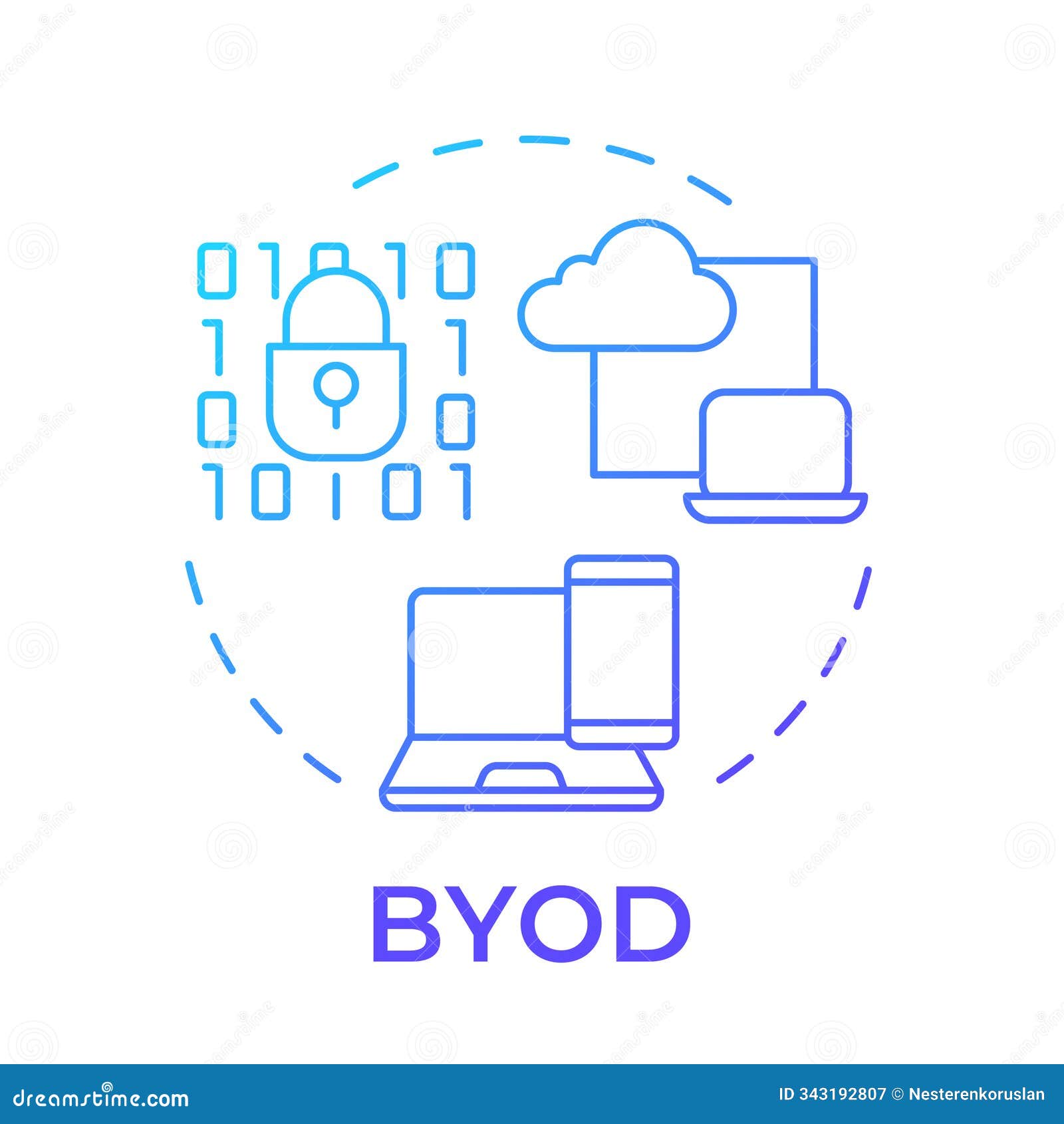 BYOD Blue Gradient Concept Icon Stock Illustration - Illustration of ...