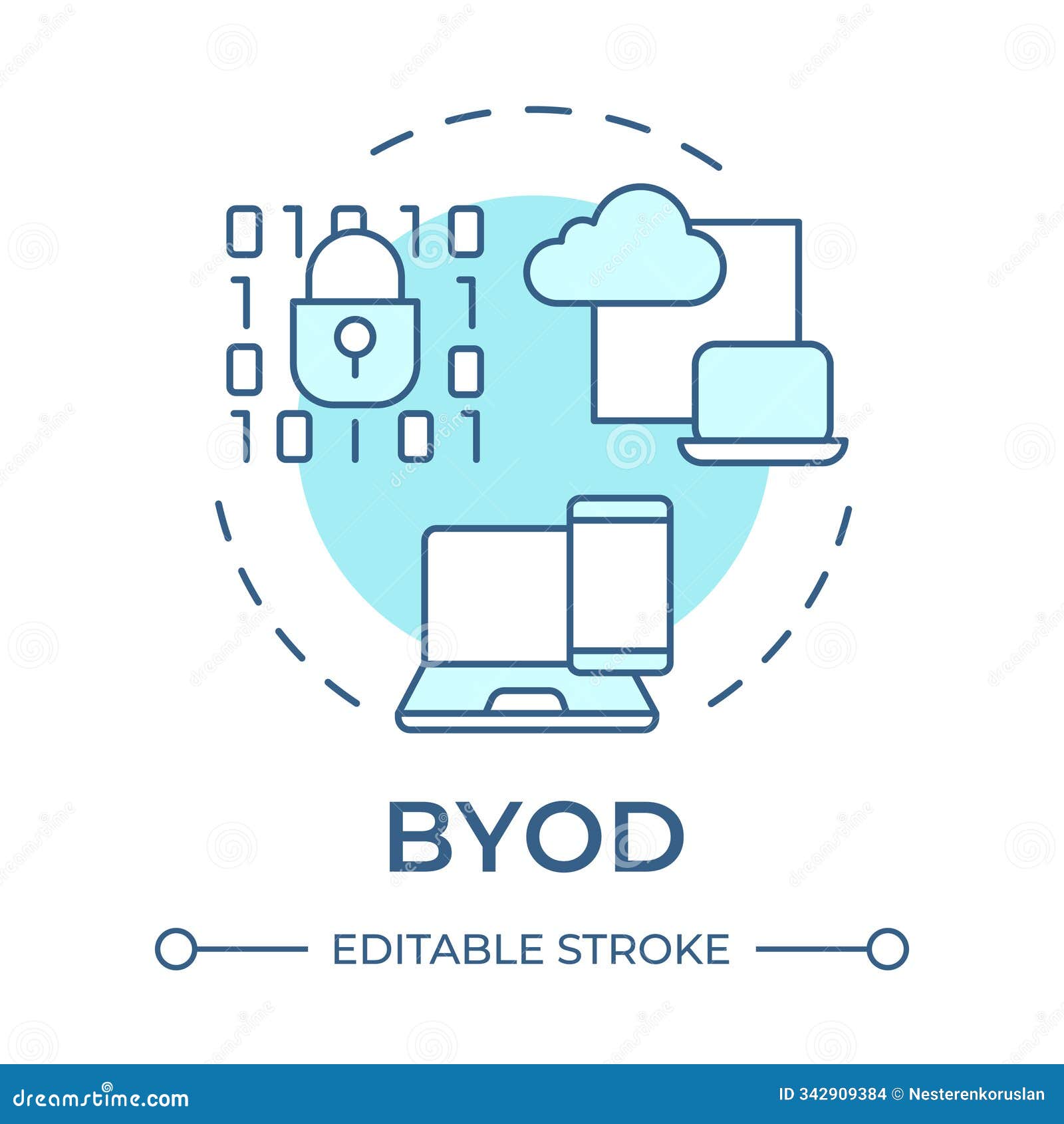 BYOD Soft Blue Concept Icon Stock Illustration - Illustration of teal ...