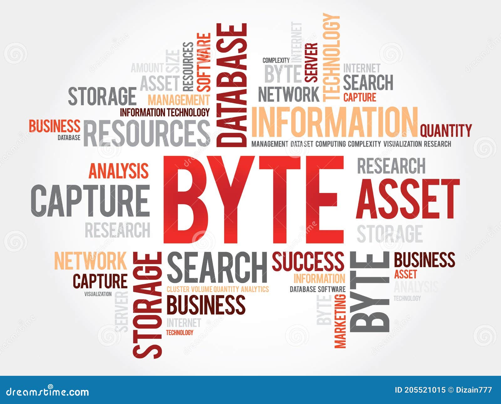 Byte word cloud stock illustration. Illustration of database - 205521015