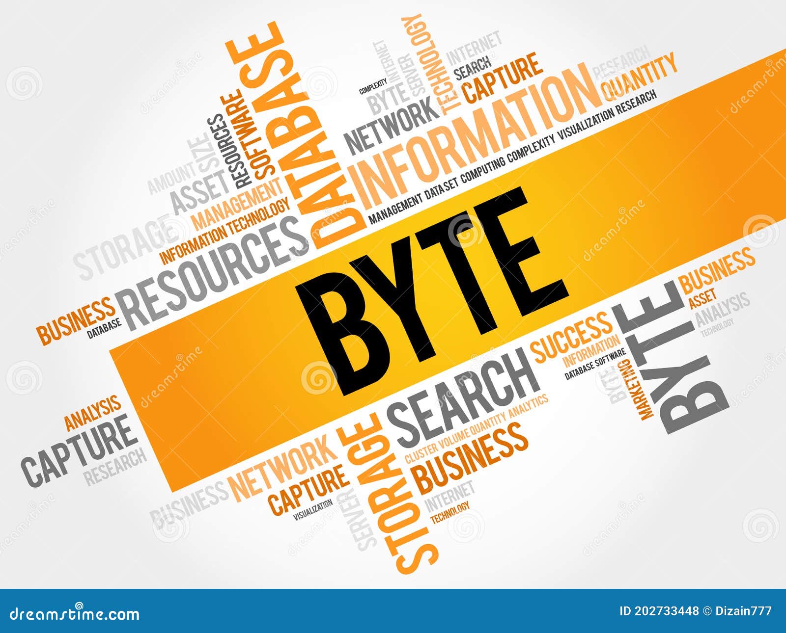 Byte word cloud stock illustration. Illustration of quantity - 202733448
