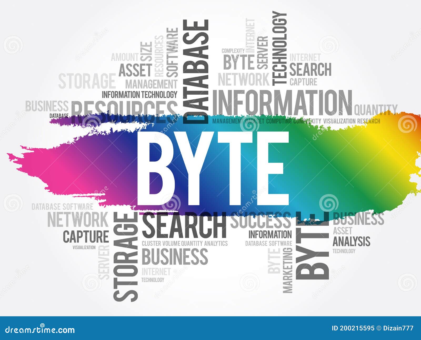 Byte word cloud collage stock illustration. Illustration of asset ...