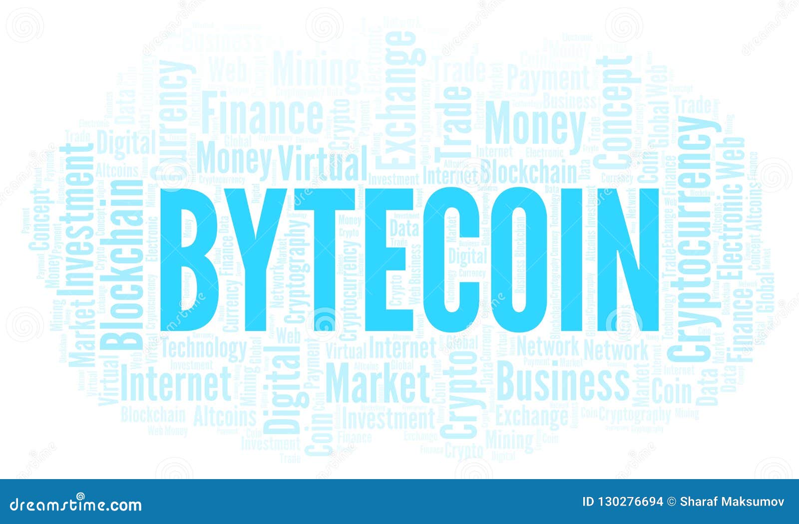 Bytecoin Cryptocurrency Coin Word Cloud. Stock Illustration ...