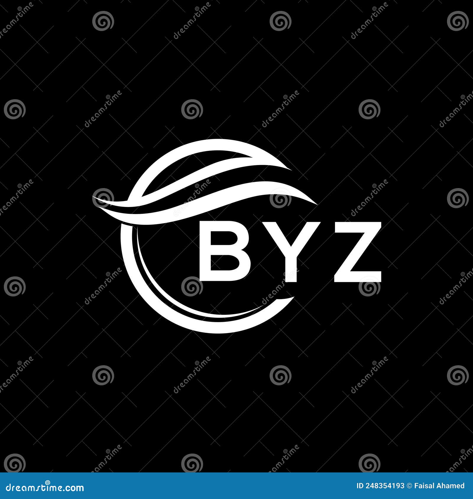 BYZ Letter Logo Design on Black Background. BYZ Creative Circle Letter ...