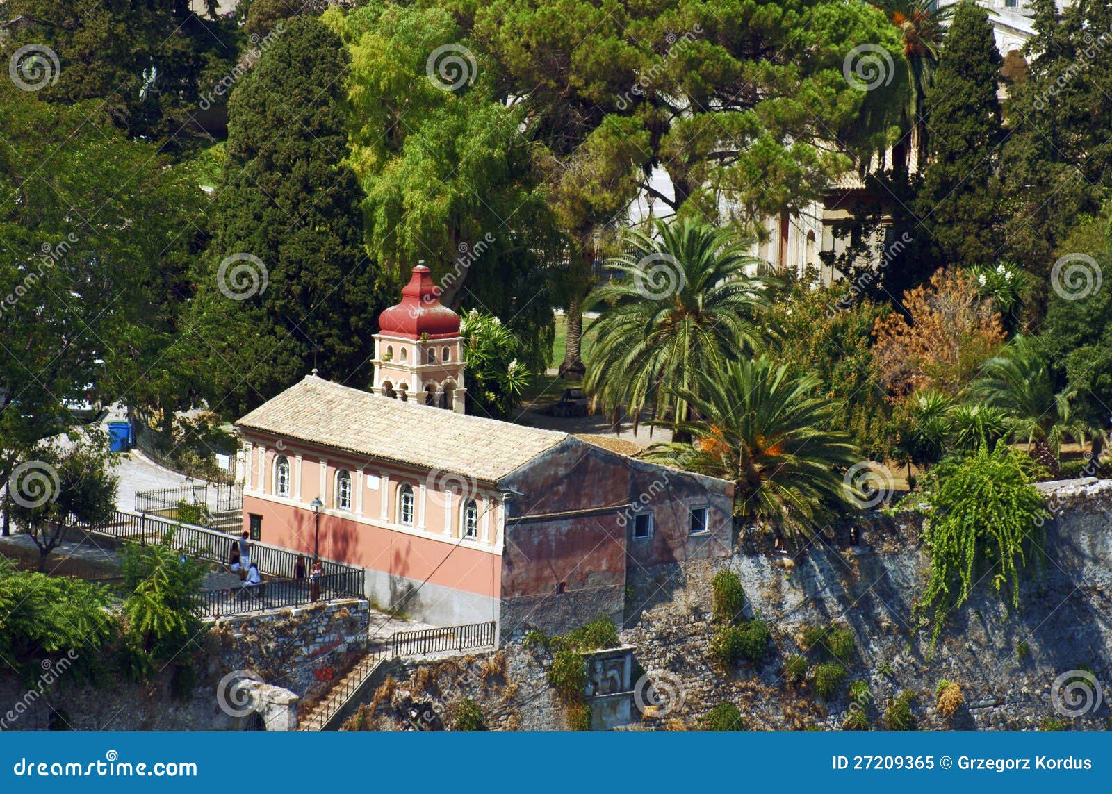 Byzantine Church in Corfu Town Stock Image - Image of building, people ...