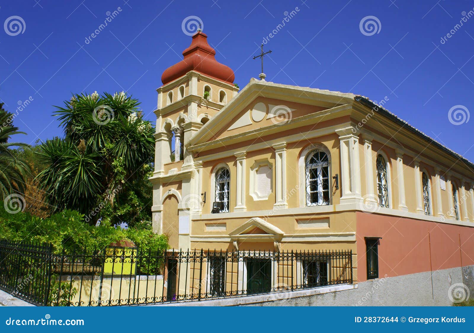 Byzantine Church in Corfu Town Stock Photo - Image of religion, tree ...