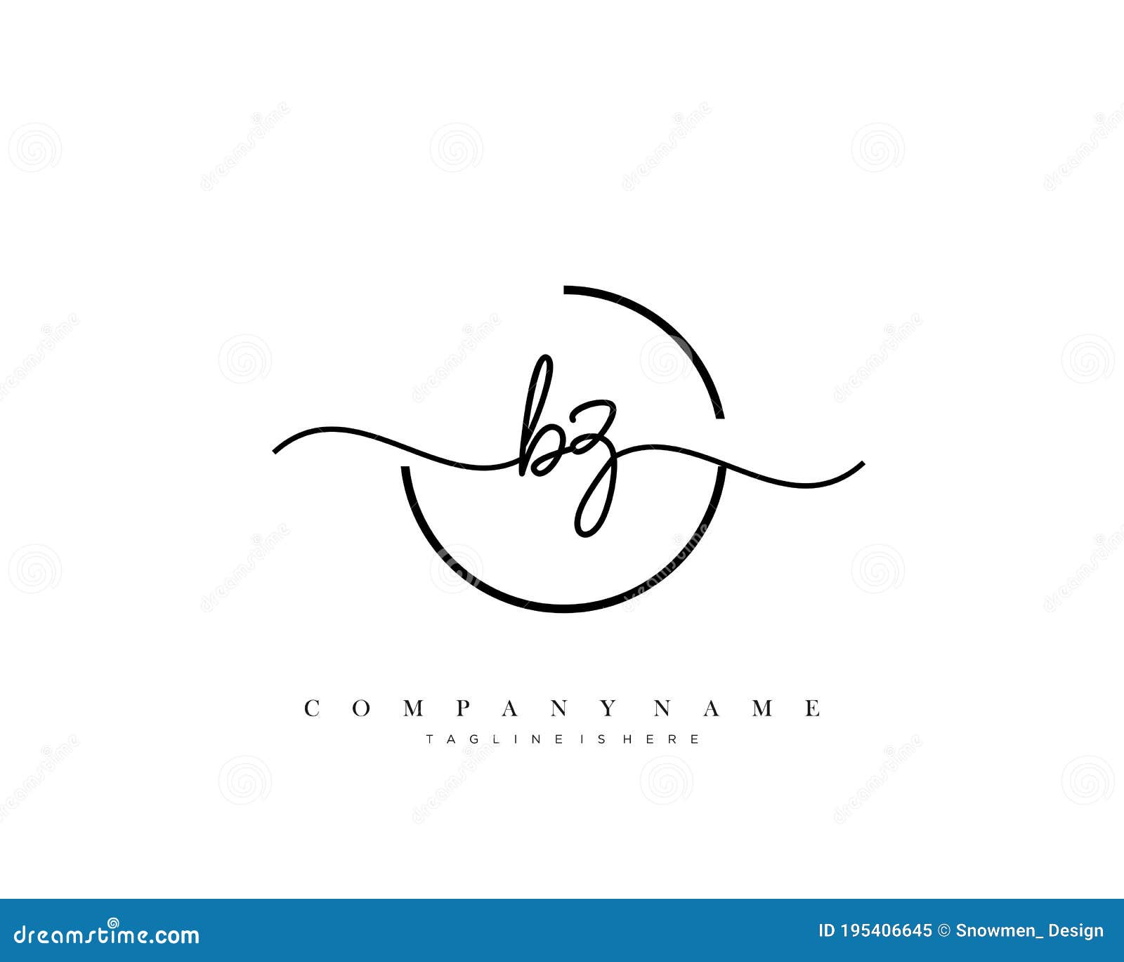 BZ Initial Handwriting Minimalist Geometric Logo Template Vector Stock ...