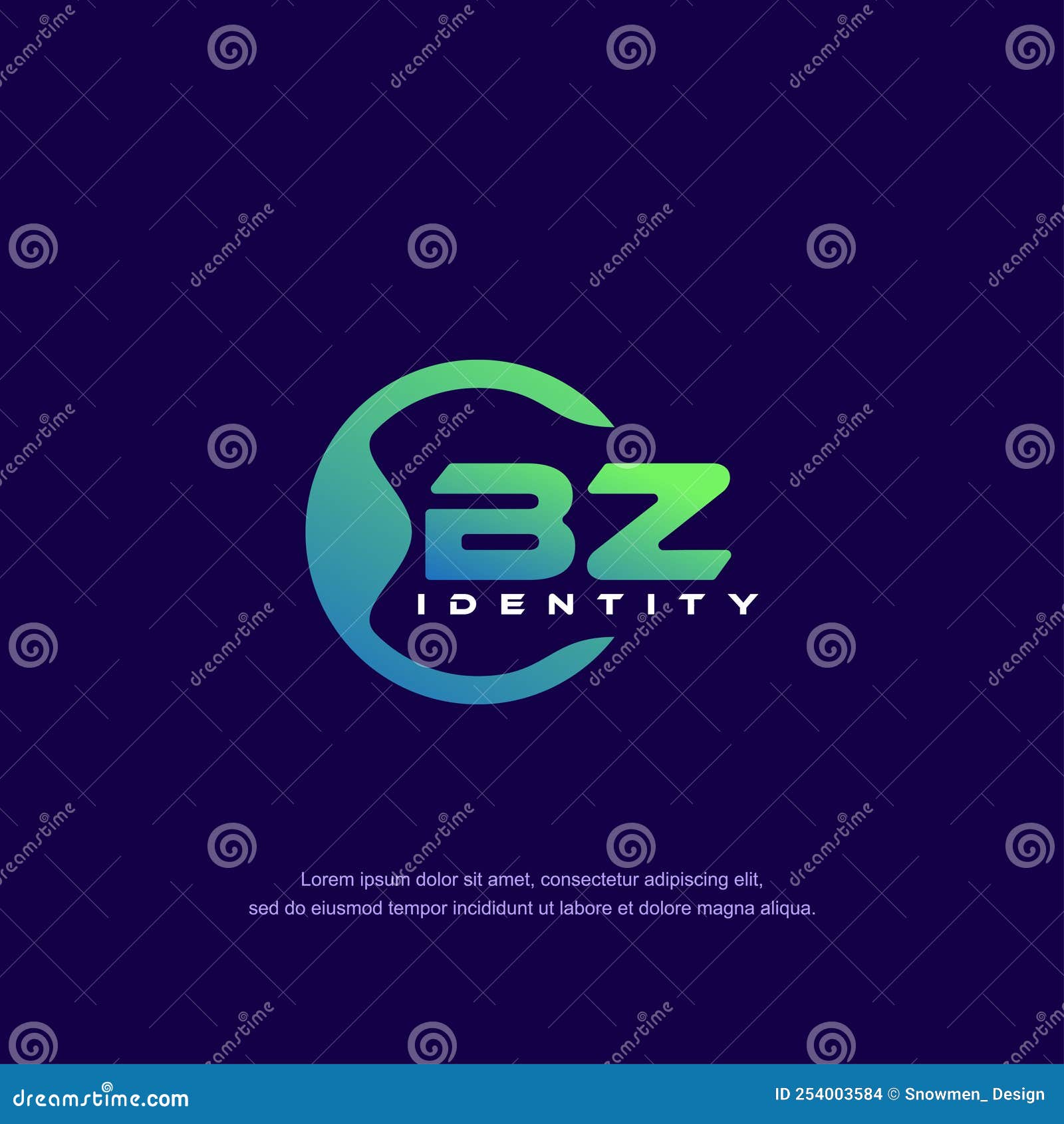 BZ Initial Letter Circular Line Logo Template Vector with Gradient ...