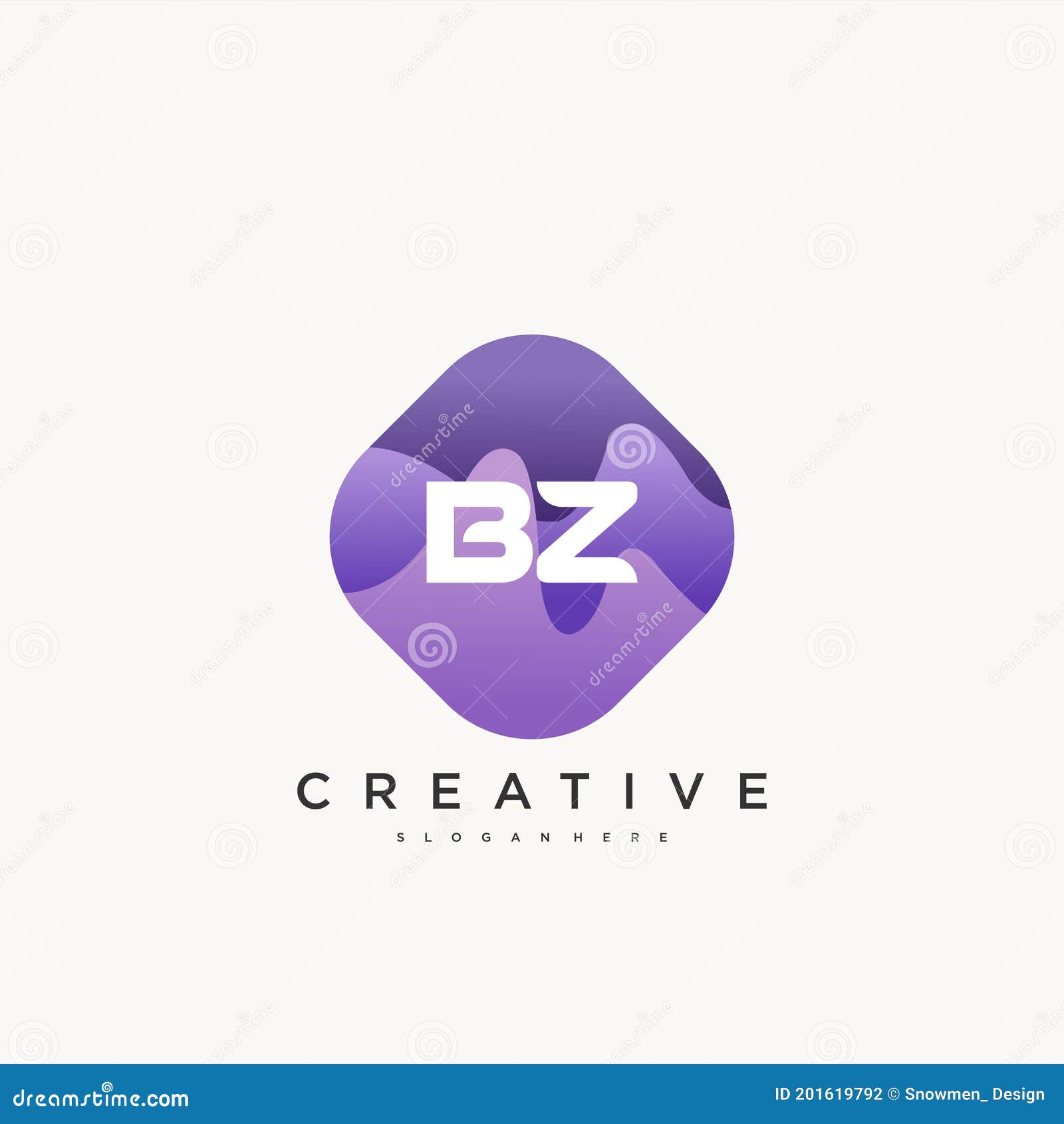 BZ Initial Letter Logo Icon Design Template Elements with Wave Colorful ...