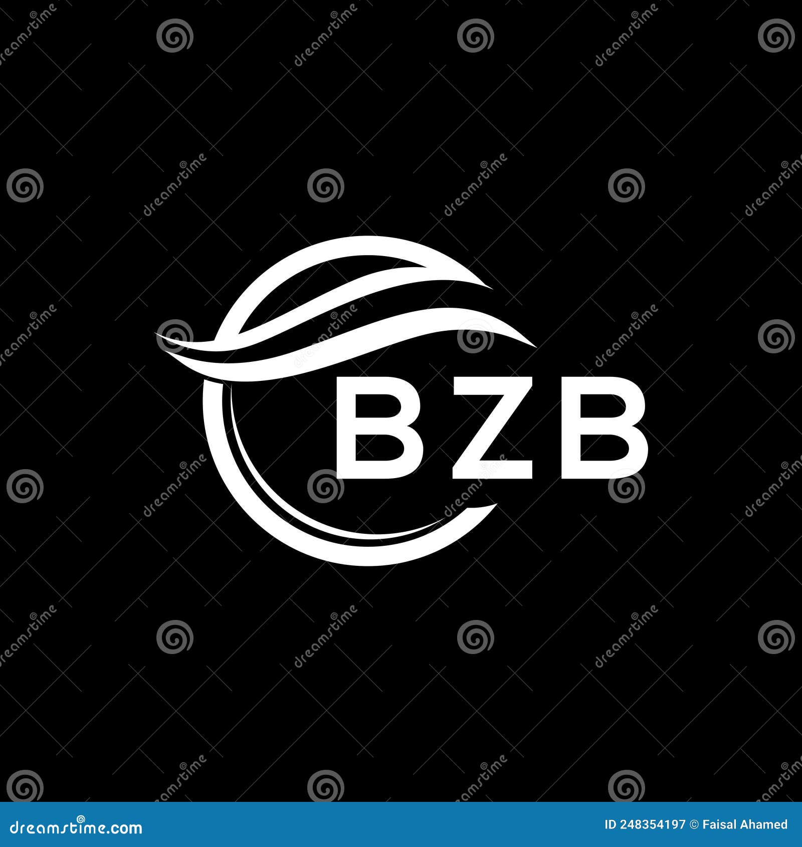 BZB Letter Logo Design on Black Background. BZB Creative Circle Letter ...