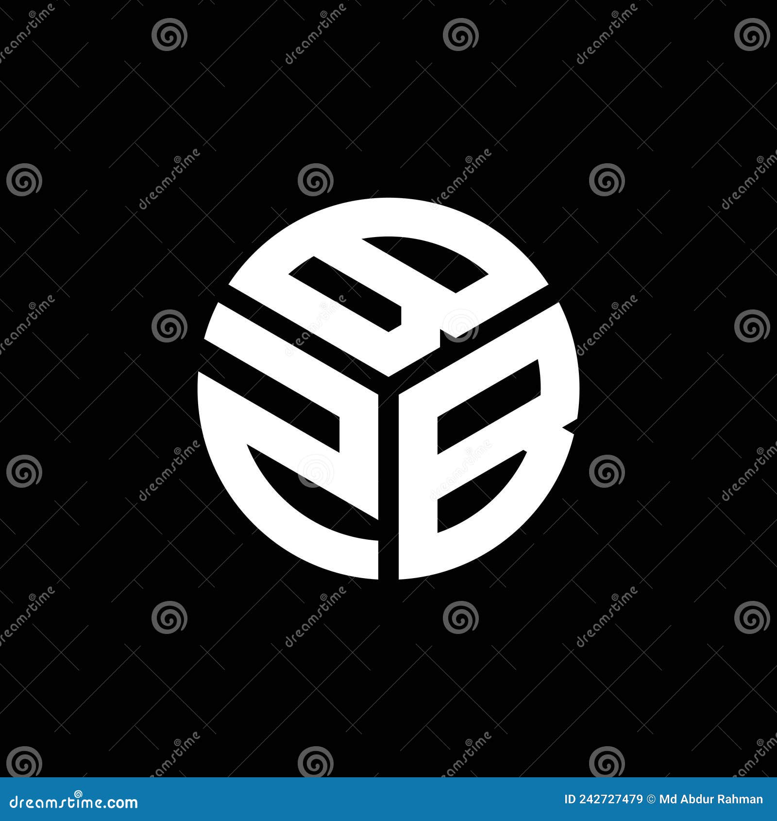 BZB Letter Logo Design on Black Background. BZB Creative Initials ...