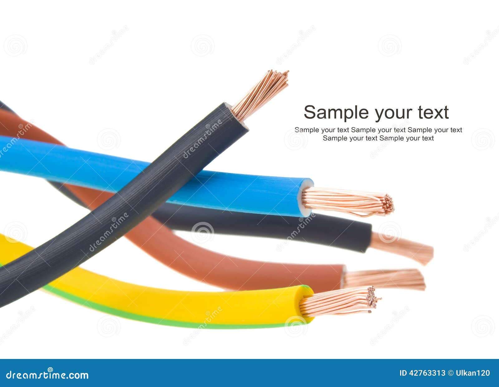 Câble électrique triphasé image stock. Image du ménage - 42763313