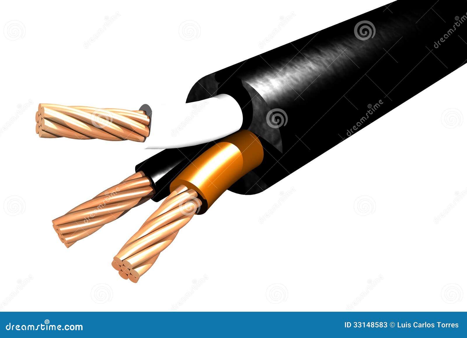 Câble triphasé - 3D illustration stock. Illustration du connecteur ...