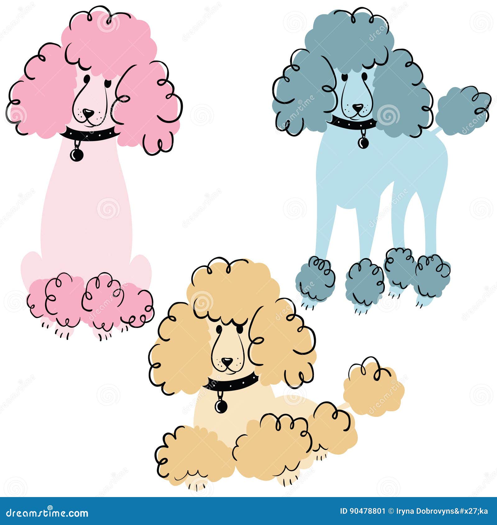 Cães de caniche ilustração do vetor. Ilustração de soprado - 90478801