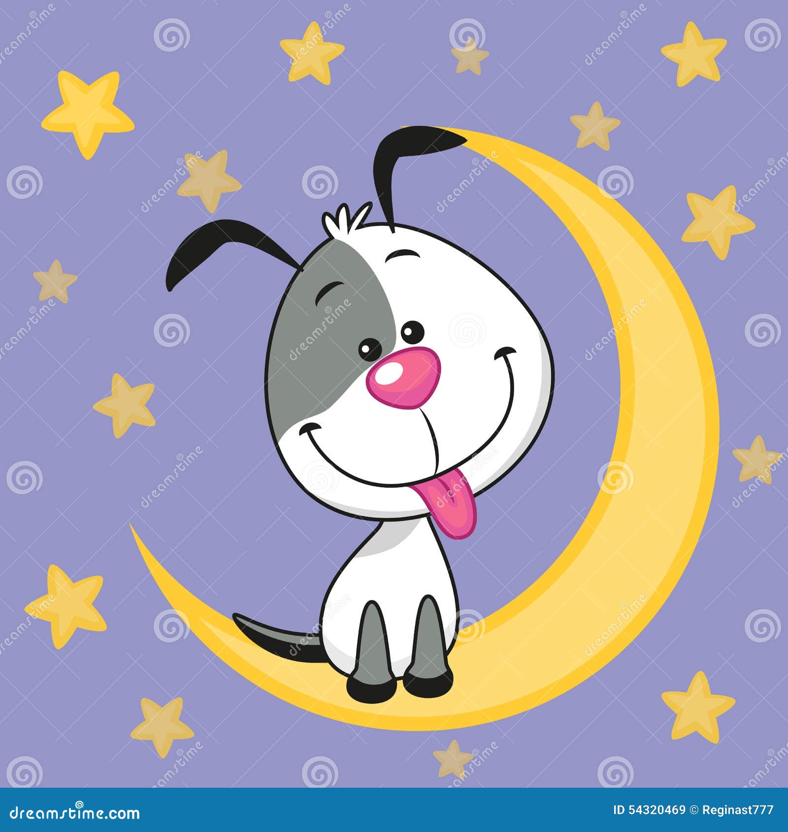 Cão bonito na lua ilustração do vetor. Ilustração de pequeno - 54320469