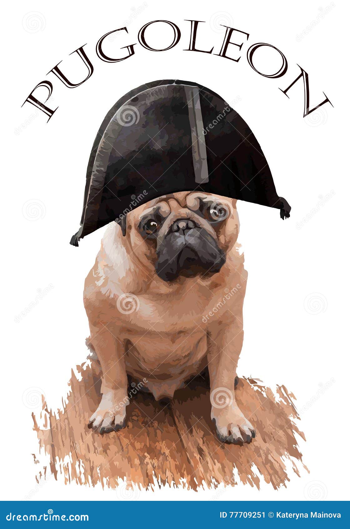 Cão Do Pug Na Imagem De Napoleon Ilustração Stock - Ilustração de fundo ...