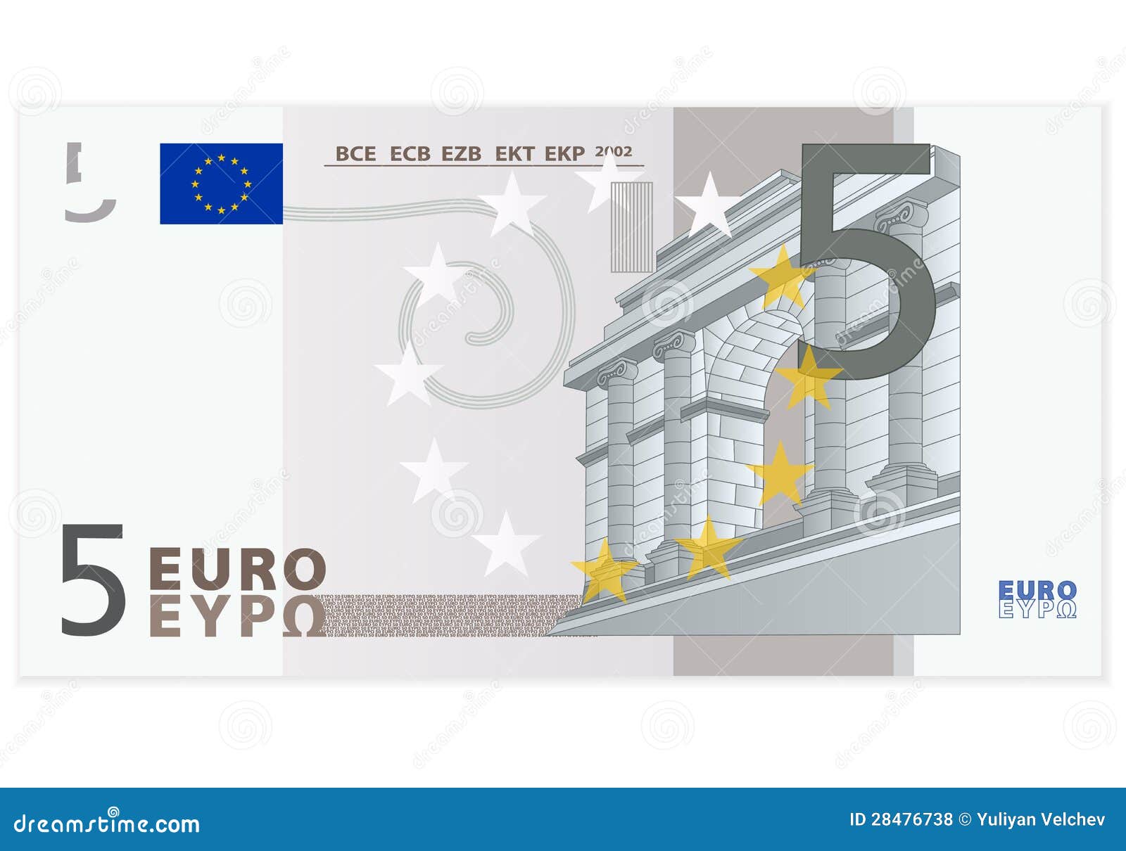 Cédula do euro cinco ilustração do vetor. Ilustração de vetor - 28476738