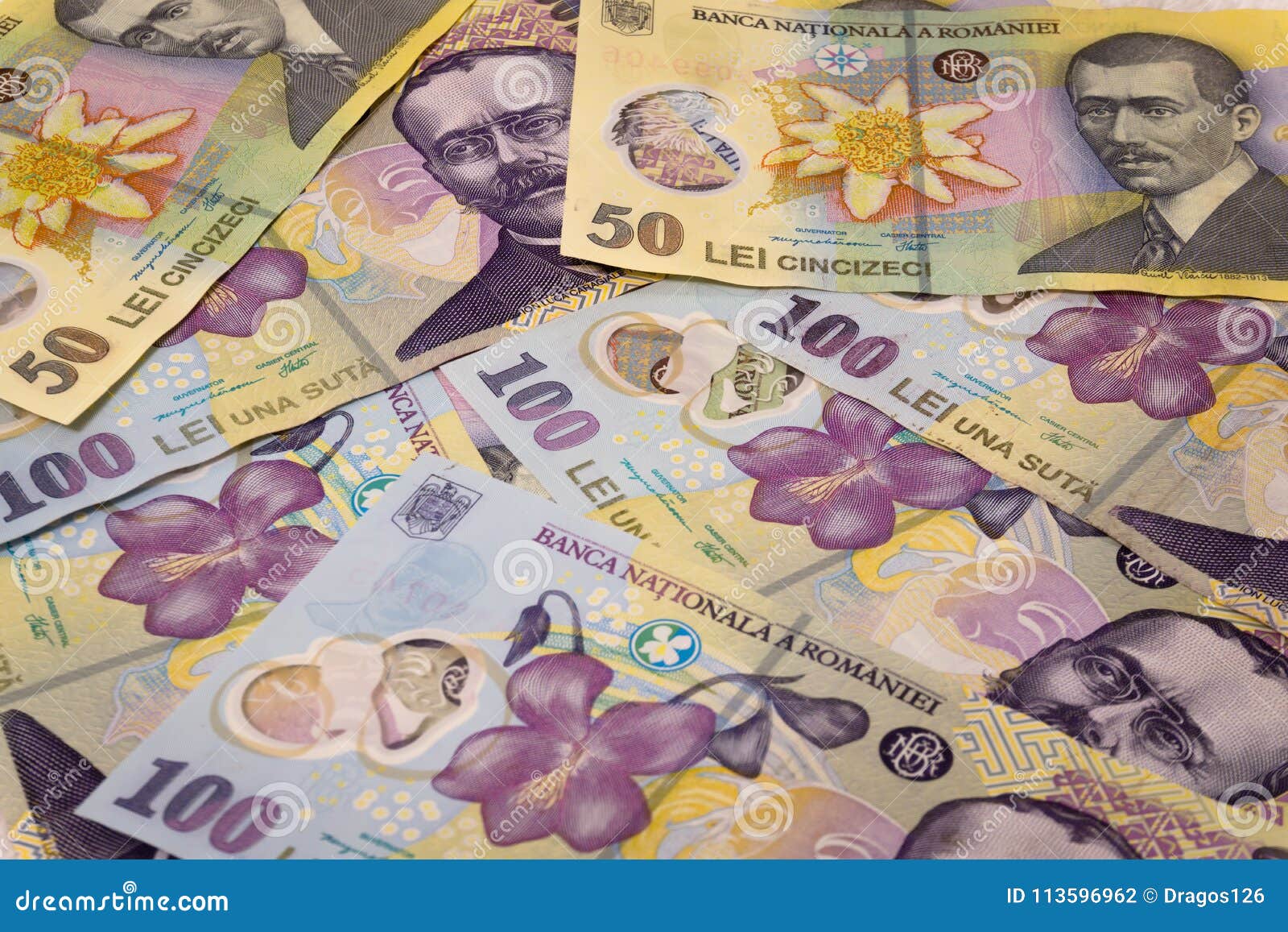 Cédulas De Cem E Cinqüênta Leus Da Moeda/conceitos Romenos Ron Dos Leus ...