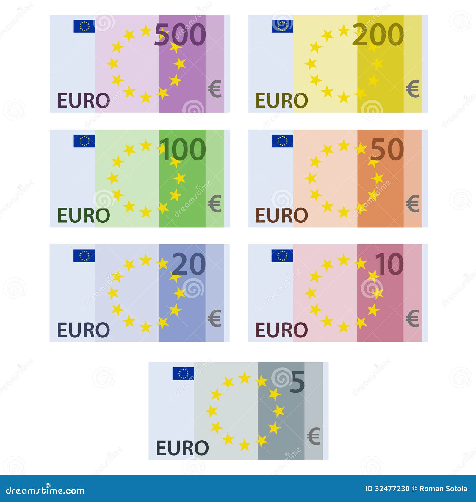 Cédulas De Papel Da Conta Do Euro Ilustração do Vetor - Ilustração de ...
