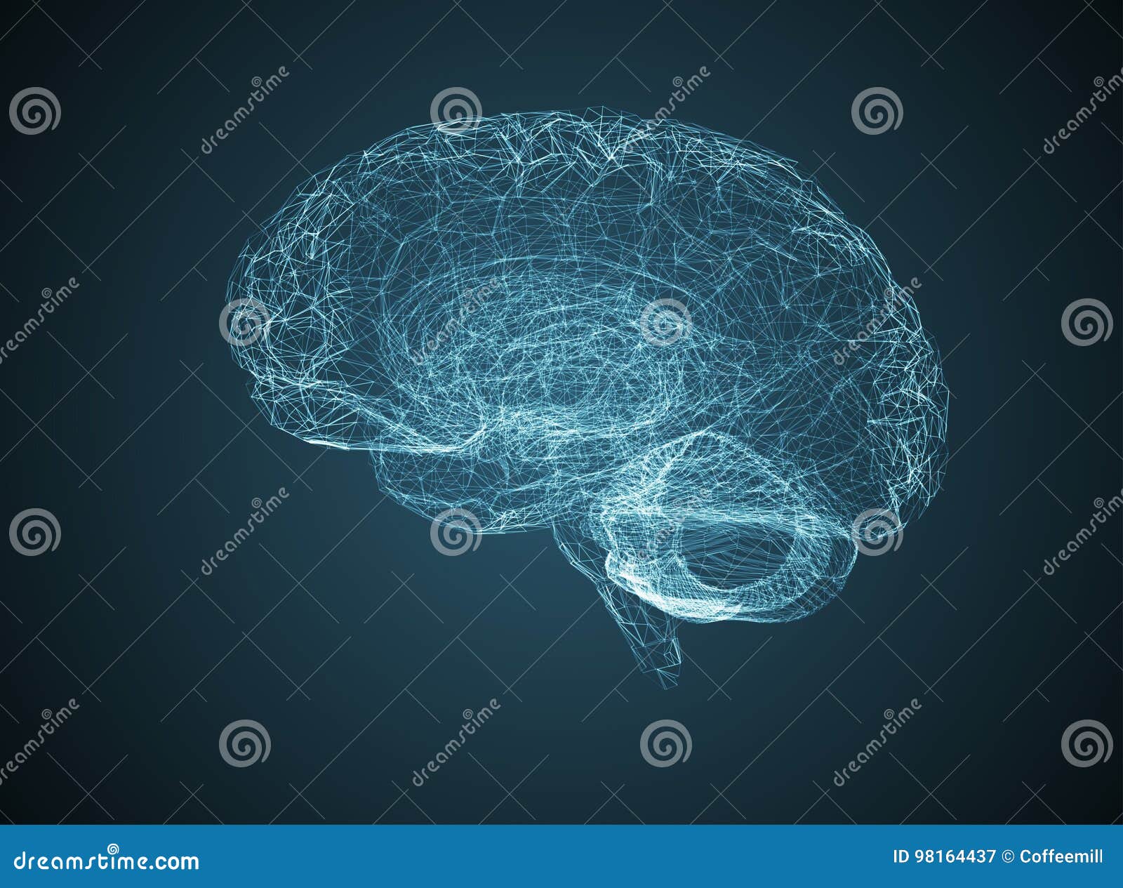 Cérebro Tridimensional Em Um Fundo Escuro Ilustração do Vetor ...