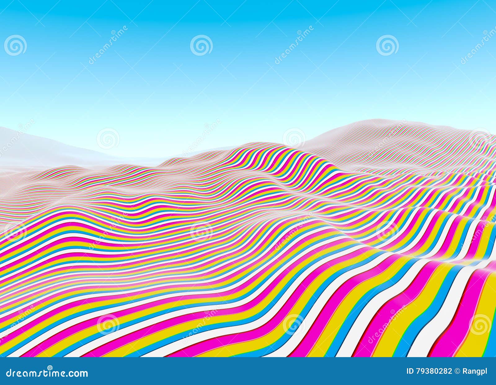 Céu Azul Da Paisagem Linear Colorida Ilustração Stock - Ilustração de ...