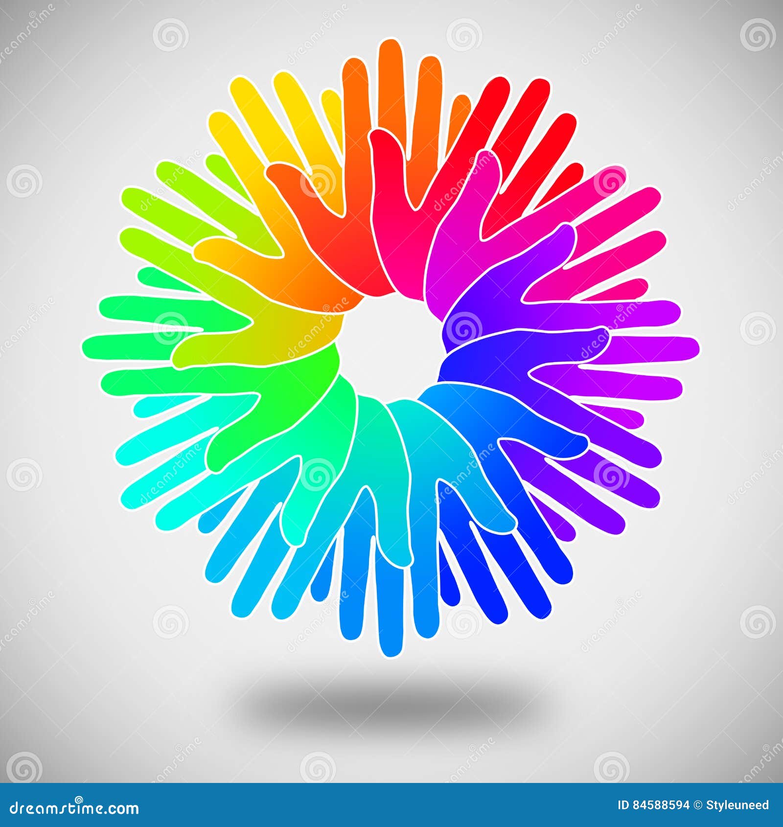 Círculo de manos coloridas stock de ilustración. Ilustración de arte ...