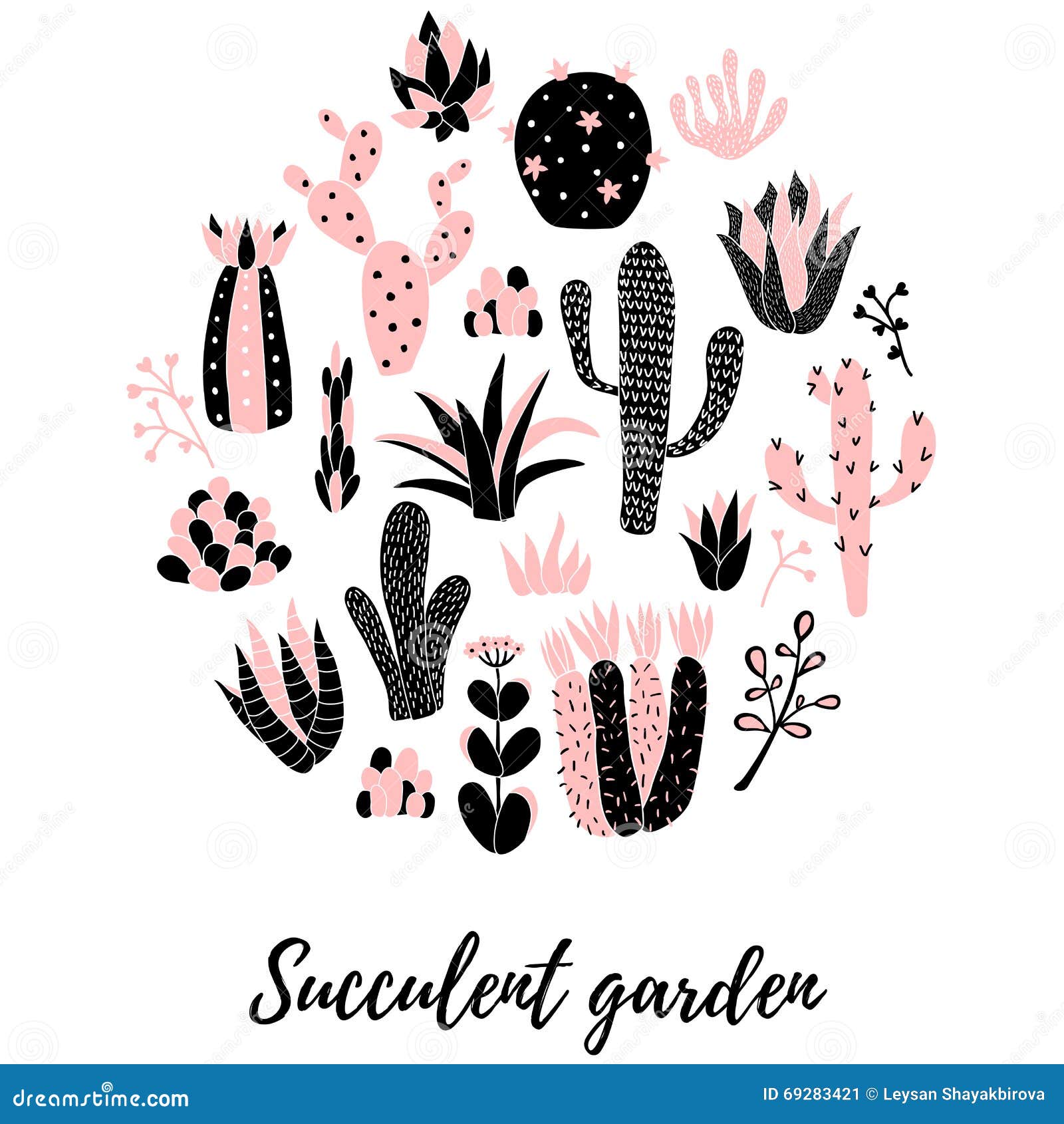 Círculo del cactus ilustración del vector. Ilustración de blanco - 69283421