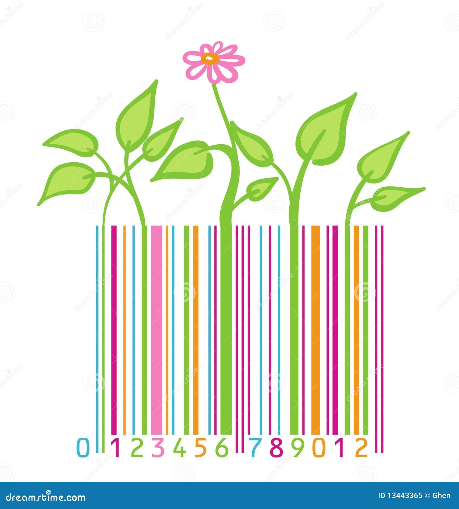 Código De Barras Com Flor E Folhas Ilustração do Vetor - Ilustração de ...