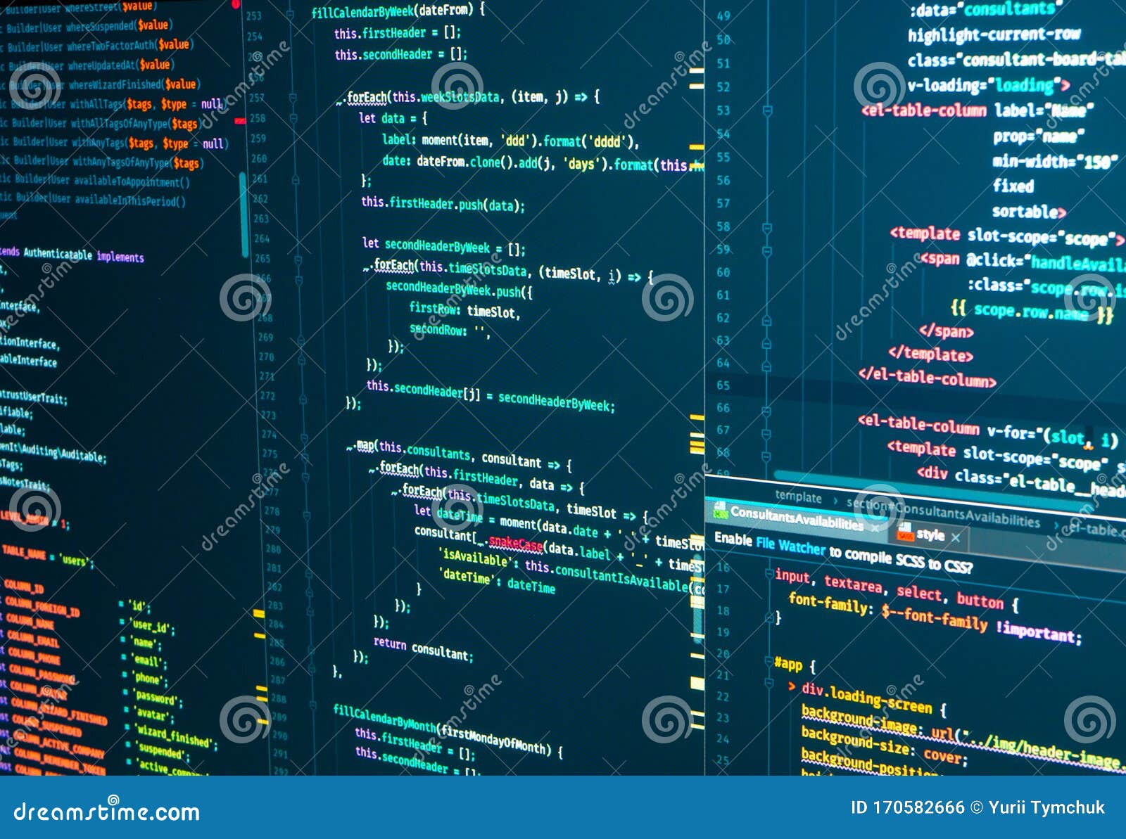 Código De Programa Javascript, PHP, HTML, CSS Del Sitio Desarrollo Web ...
