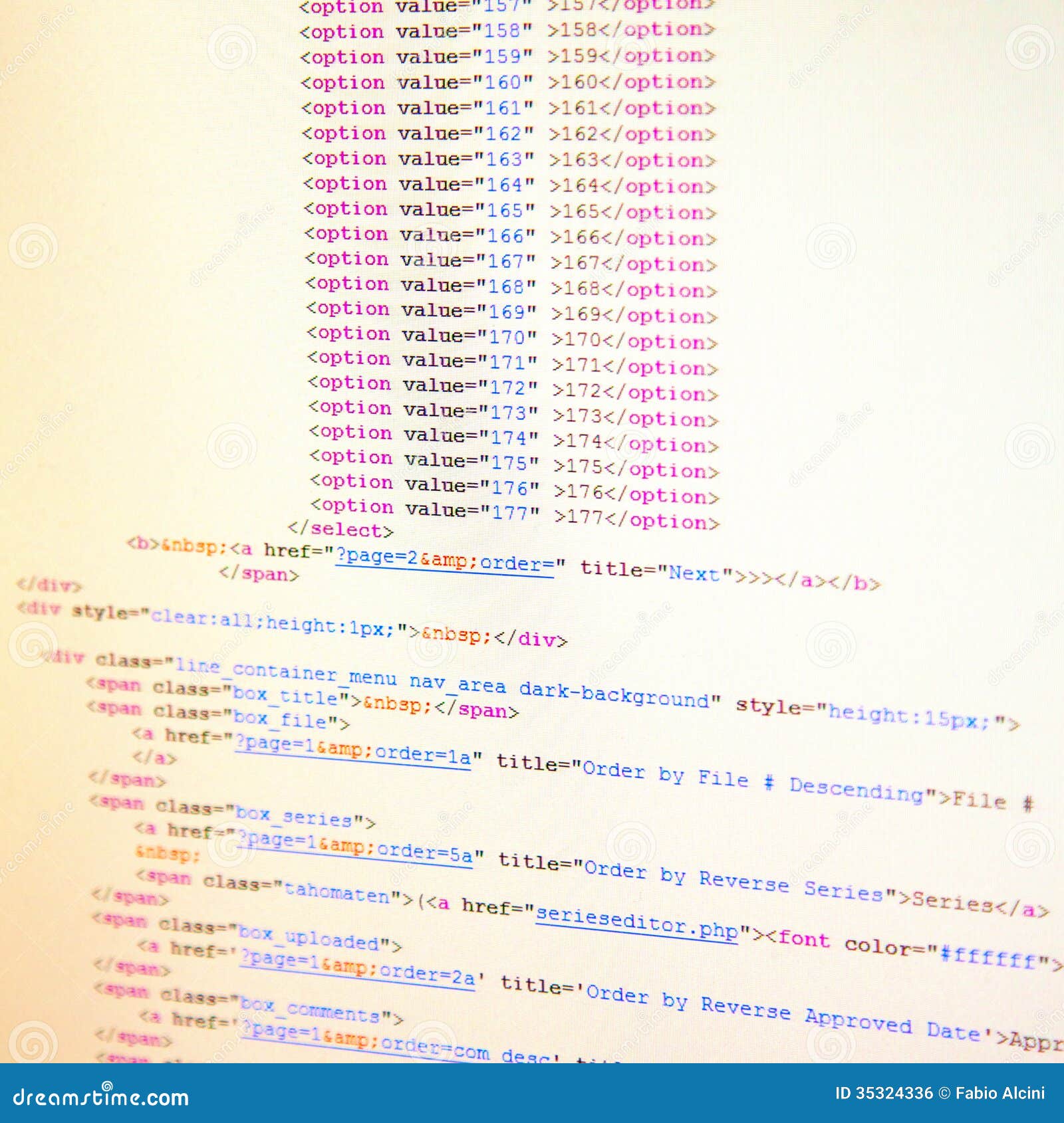 Código del HTML foto de archivo. Imagen de internet, texto - 35324336