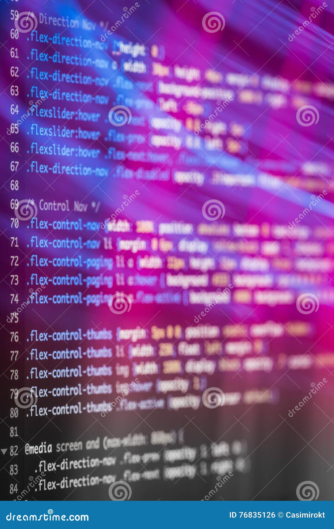 Código Del HTML Y Del CSS Y Efectos Luminosos Coloridos Foto de archivo ...