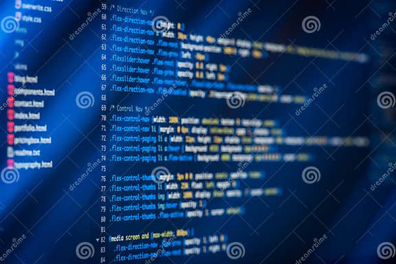 Código Del HTML Y Del CSS Y Efectos Luminosos Coloridos Imagen de ...
