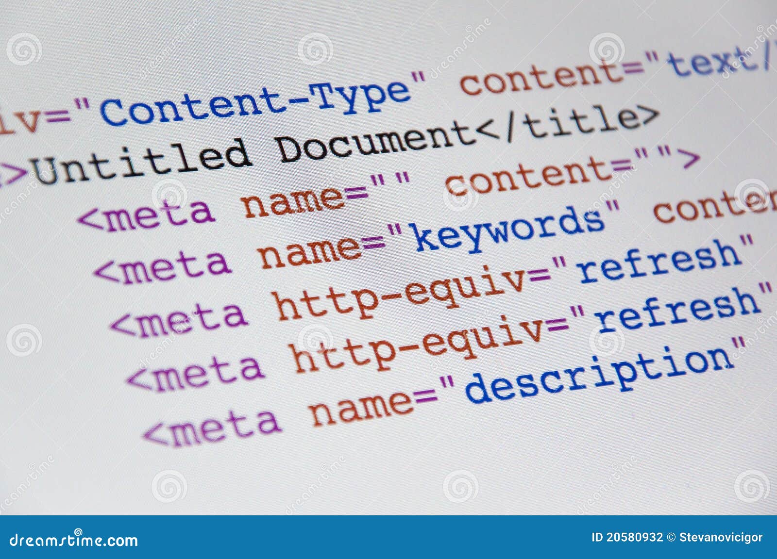 Código do HTML foto de stock. Imagem de linhas, etiqueta - 20580932