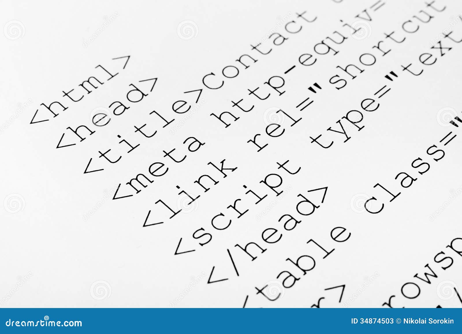 Código Impreso Del HTML De Internet Imagen de archivo - Imagen de ...