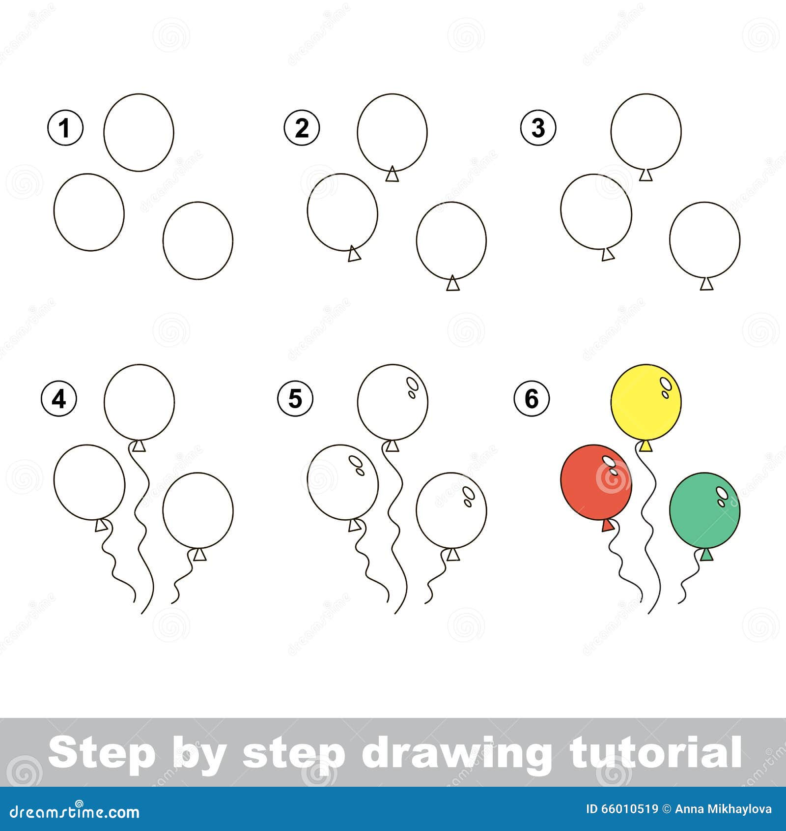 Cómo dibujar los globos ilustración del vector. Ilustración de eduque ...