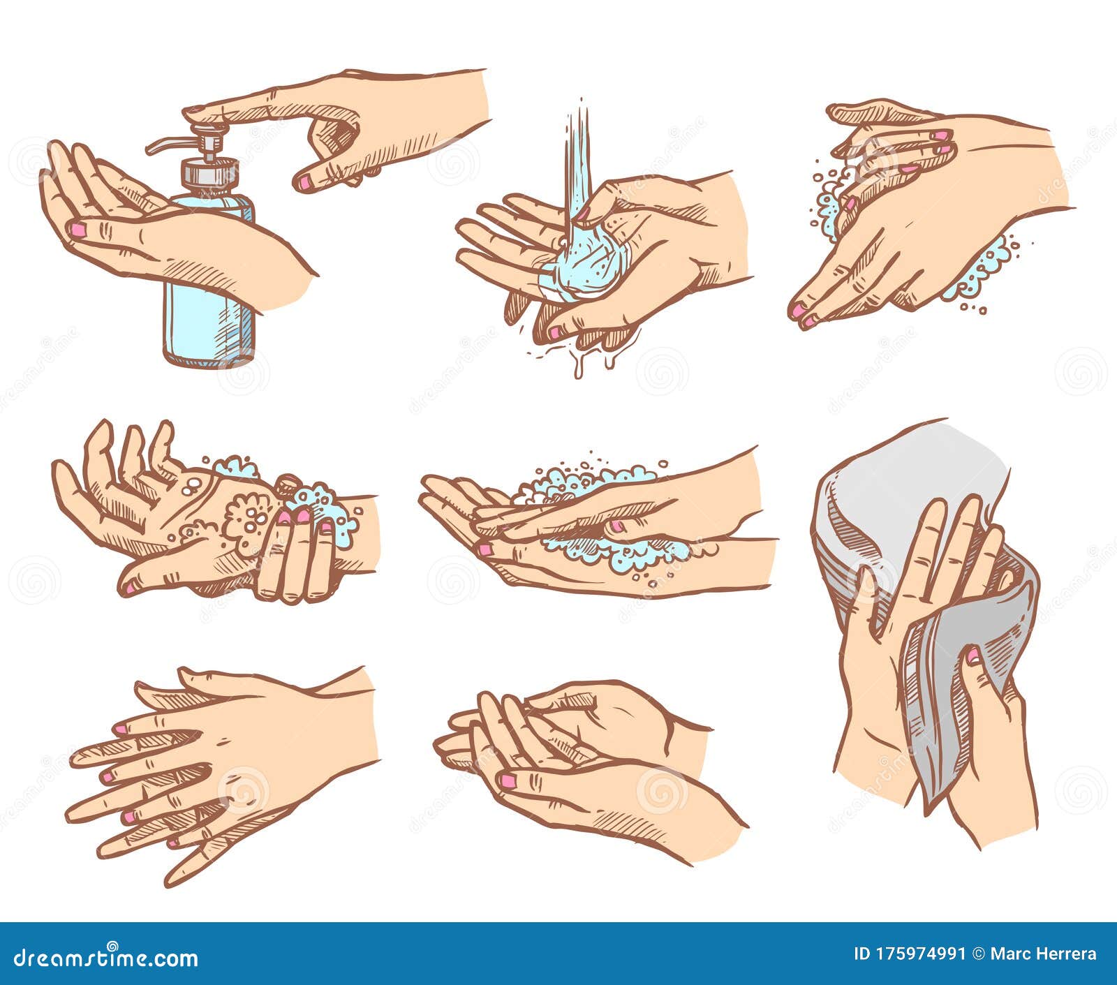 Cómo lavar las manos ilustración del vector. Ilustración de salud ...