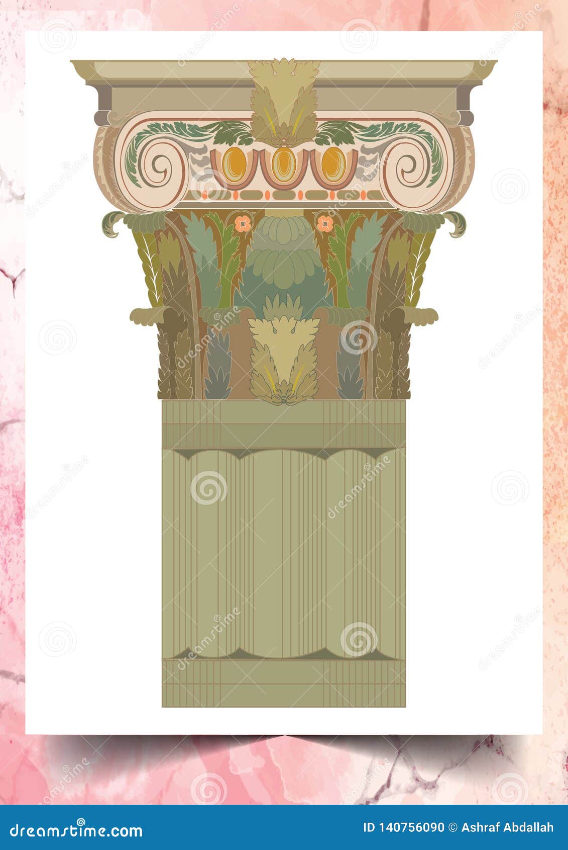 Vector - Greek Decorative Column Stock Vector - Illustration of east ...