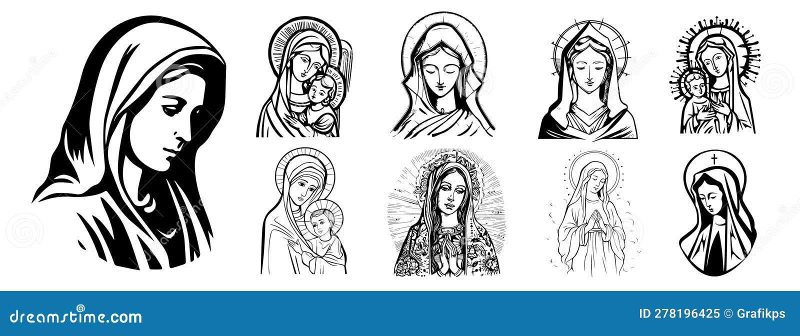 Our Lady, Madonna, Virgin Mary Vector. Stock Vector - Illustration of ...
