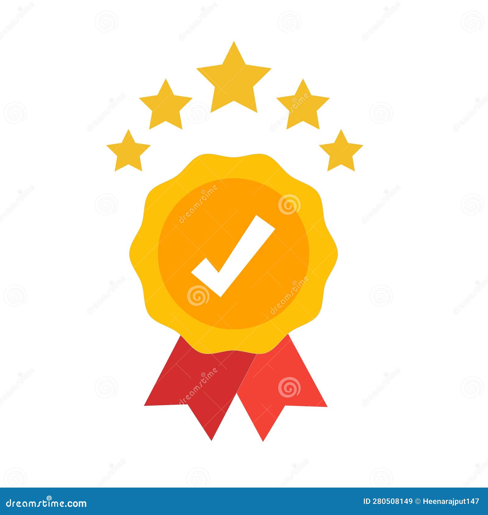 Award Ribbon Check Mark with Stars Quality Guarantee Icon Design. Stock ...