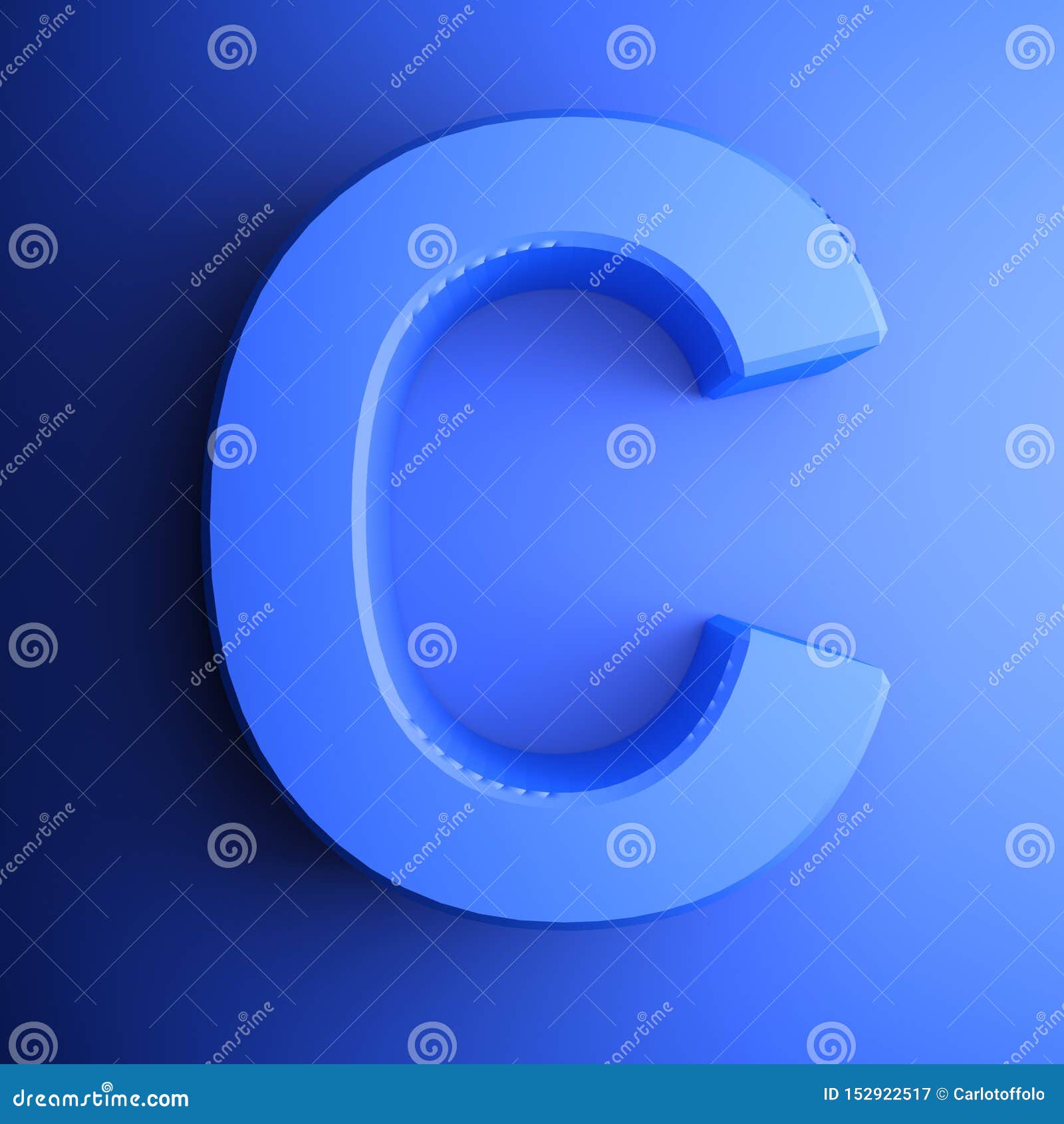 C Alphabetic Letter Blue, Isolated on Blue Background - 3D Rendering ...