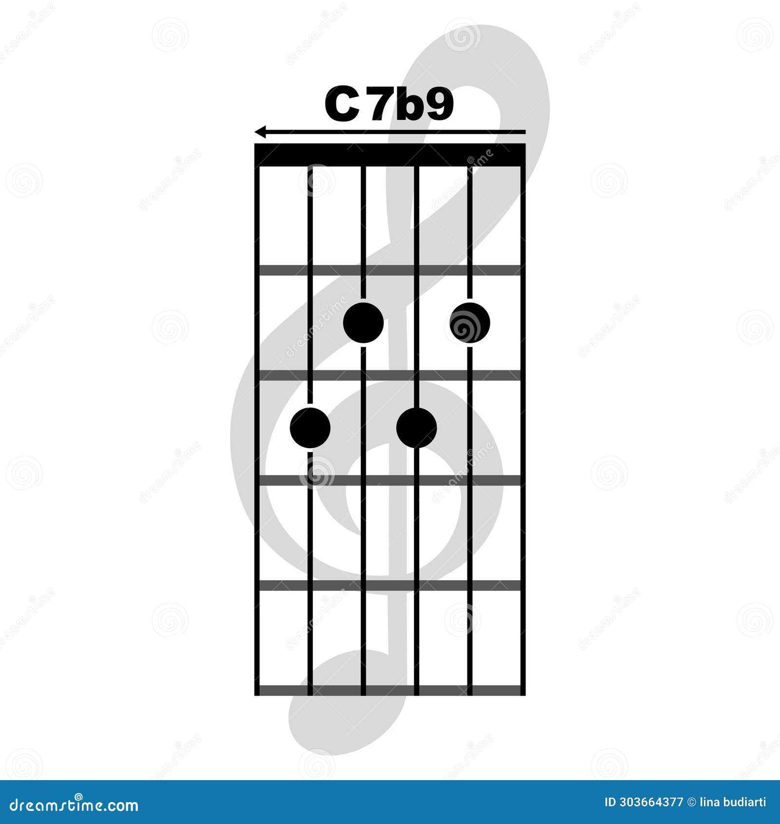 C7b9 guitar chord icon stock vector. Illustration of icon - 303664377