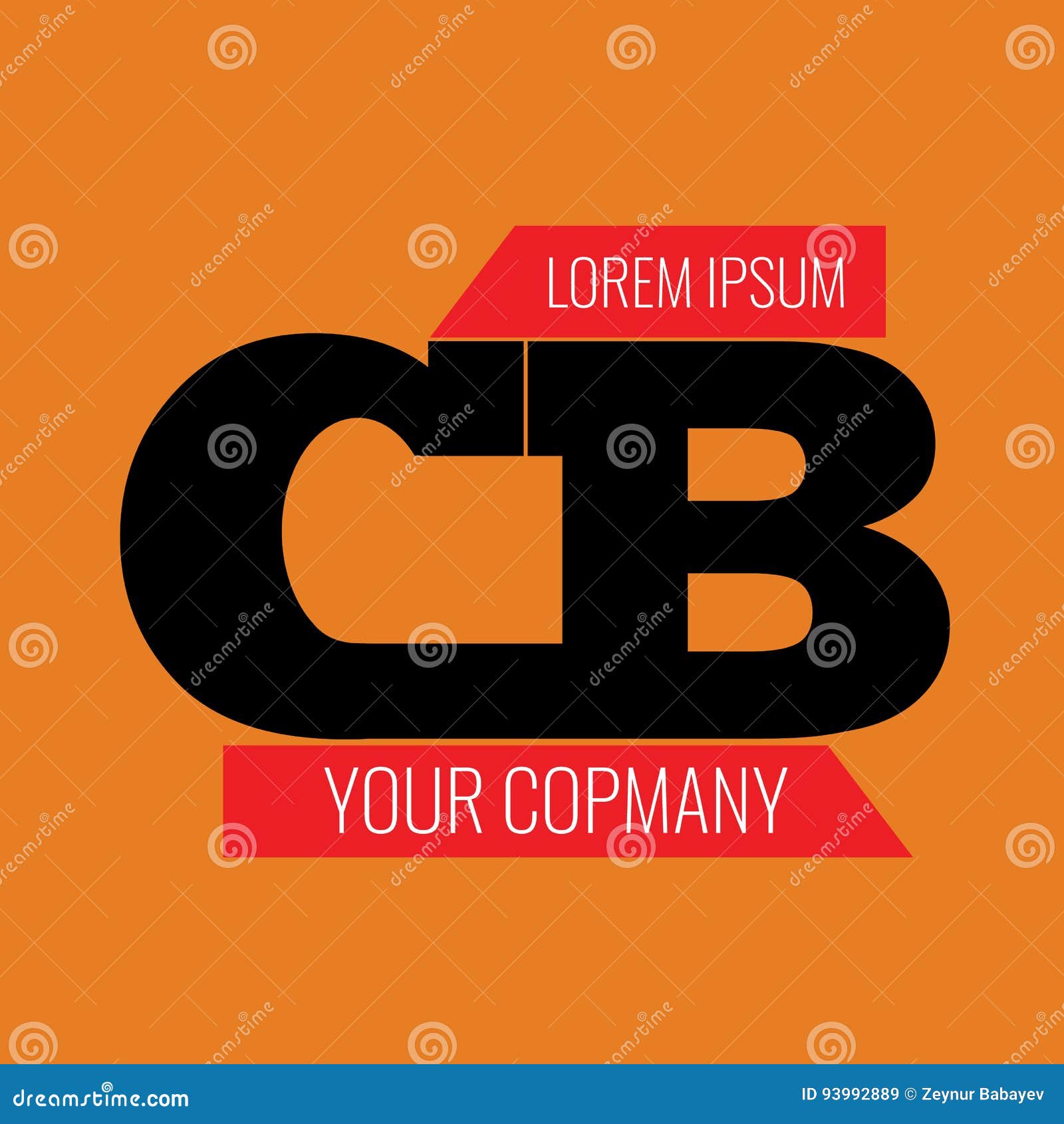 C and B Modern Letter Logo Design with Red Ribbon. Illustrated Vector ...