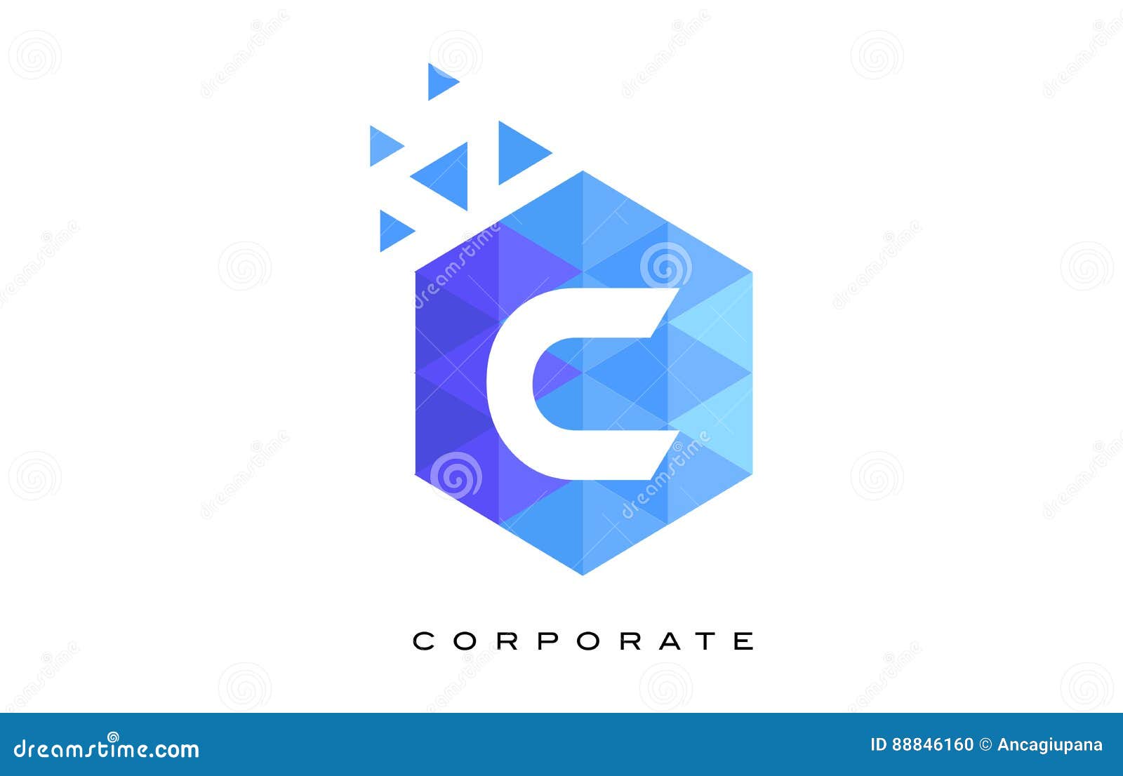 C Blue Hexagonal Letter Logo Design with Mosaic Pattern. Stock Vector ...